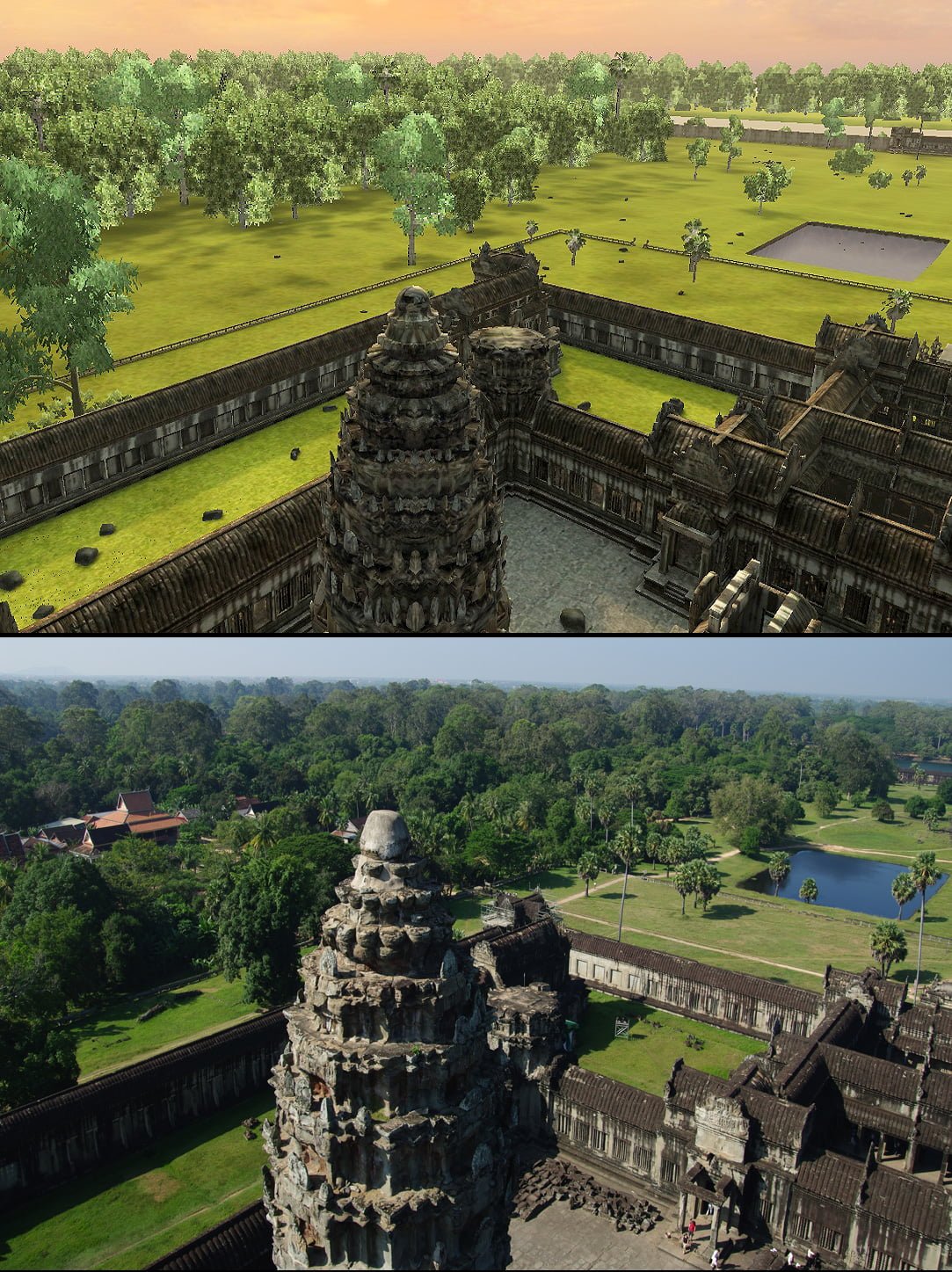 Virtual or Reality? 12 Amazing Angkor Wat 3D comparison photos